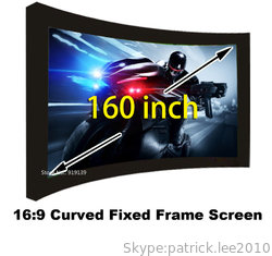 China Amazing Picture Screen 160 Inch Curved Fixed Frame Projector Screens 16:9 Scale Support 3D supplier