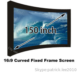 China Perfect View Angle 3D Projection Screen 150 Inch Arc Fixed Frame Projector Screens 16:9 supplier