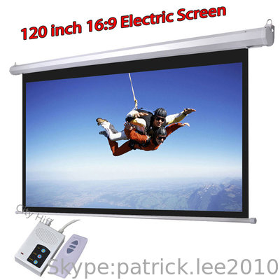 Wholesale Low Cost Electric Projector Screen 120inch HD Projection Screens 16:9 Support 3D supplier